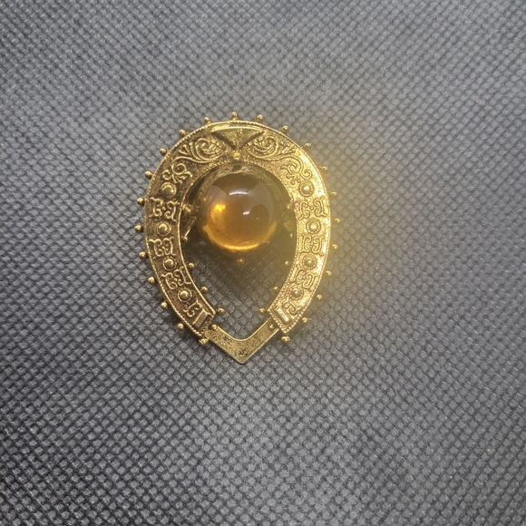 Jewelry | Gold Tone Amber Scarf Brooch | Poshmark